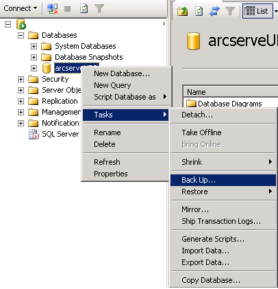 Migre o Arcserve UDP 5.0 com o SQL Server 2005 para Arcserve UDP 6.0 com SQL Server Express ...